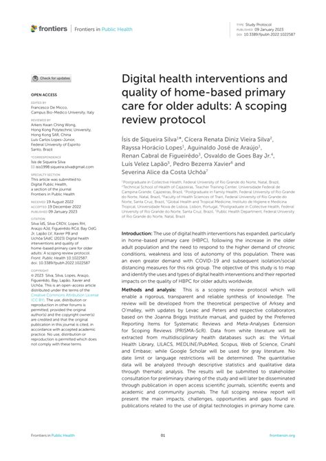 Pdf Digital Health Interventions And Quality Of Home Based Primary Care For Older Adults A