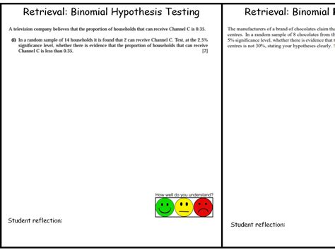 a level maths binomial hypothesis testing retrieval sheet teaching