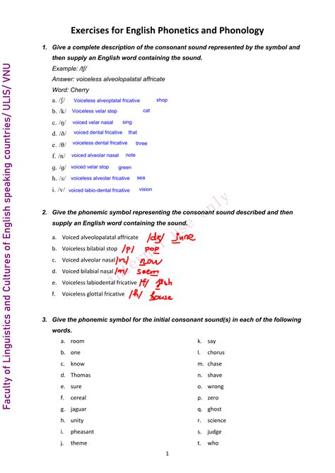 English Exercises Phonetics Practice