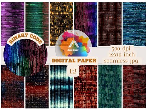 Binary Code Digital Paper Seamless Pattern Etsy