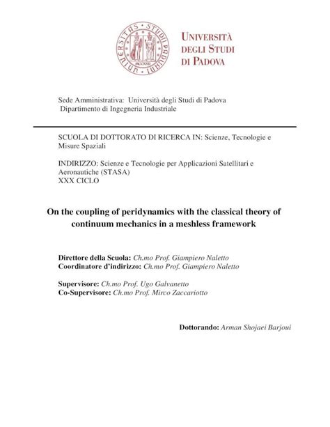PDF On The Coupling Of Peridynamics With The Classical Theory Of Continuum Mechanics