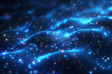 Glowing Blue Cosmic Wave With Sparkling Stars For Digital Art Design Generative Ai Stock