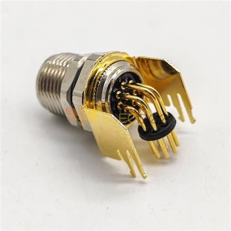 M8 Right Angle Pcb Connector 8 Pin A Coding Panel Mount Female Waterproof Socket
