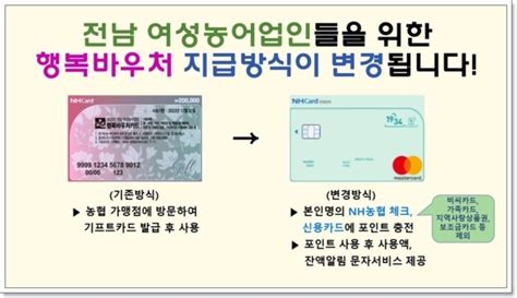 전남도여성농어업인 행복바우처 ~선불형 기프트카드에서 포인트 충전식으로 위키트리