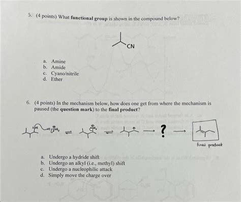 Solved 5 4 Points What Functional Group Is Shown In The