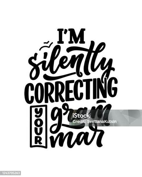 문법에 대한 손으로 그린 글자 구성으로 설정합니다 재미있는 슬로건 고립 된 서예 따옴표 책 표지 엽서 티셔츠 인쇄 또는 포스터에 대한 훌륭한 디자인 벡터 개념에 대한 스톡