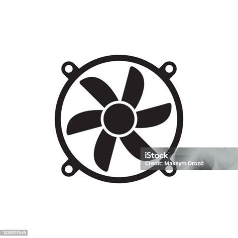 냉각 팬 아이콘 냉각 팬 벡터 기호 전기 공기 산업 표지판 블레이드가있는 전기 풍력 기후 산업 프로펠러 급기관에 대한 스톡 벡터