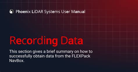 Recording Data Phoenix Lidar Systems User Manual