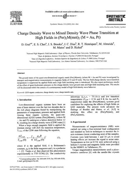 Pdf Charge Density Wave To Mixed Density Wave Phase Transition At