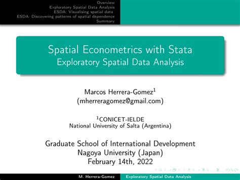 Pdf Spatial Econometrics With Stata Exploratory Spatial Data