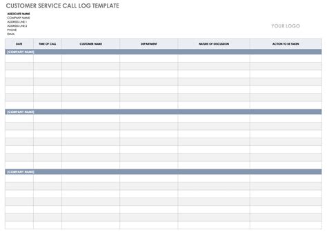 Free Client Call Log Templates Smartsheet