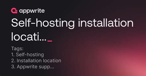 self hosting installation location threads appwrite