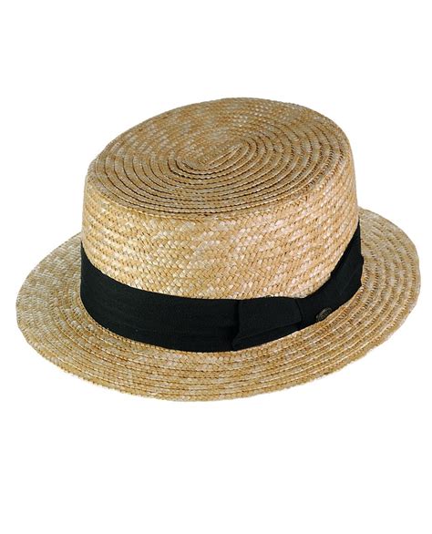 Nyfashion101 Unisex Grosgrain Ribbon Straw Skimmer Boater Hat Black