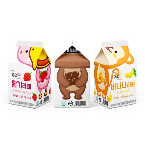 캐릭터를 활용한 우유 패키지 디자인 패키지 포트폴리오 크몽