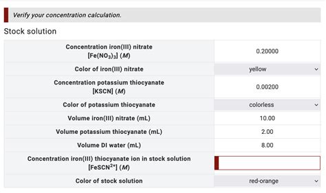 Solved Calculate Iron Iii ﻿thiocyanate Complex Ion