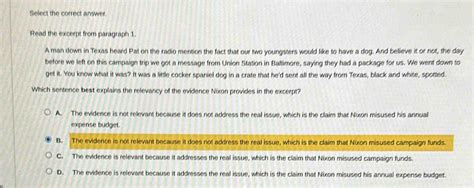 Solved Select The Correct Answer Read The Excerpt From Paragraph 1 A