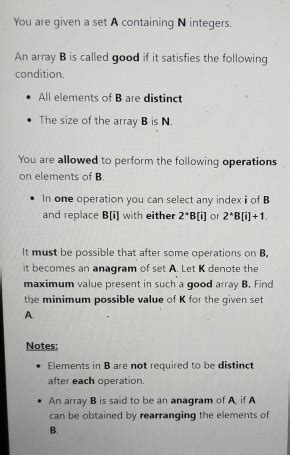 Solved You Are Given A Set A Containing N Integers An Array Chegg
