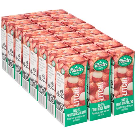 Rhodes Quality Litchi 100 Fruit Juice Blend 24 X 200ml Boxed Fruit Juice Juices And Smoothies