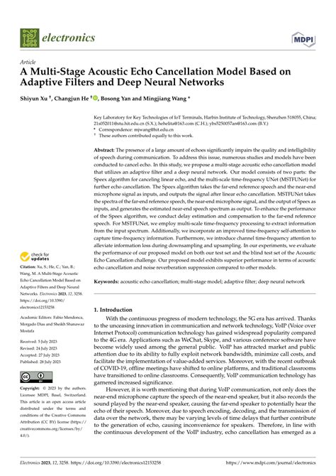 Pdf A Multi Stage Acoustic Echo Cancellation Model Based On Adaptive