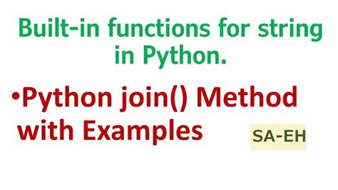 Python String Join Method Explanation With Example Strings And