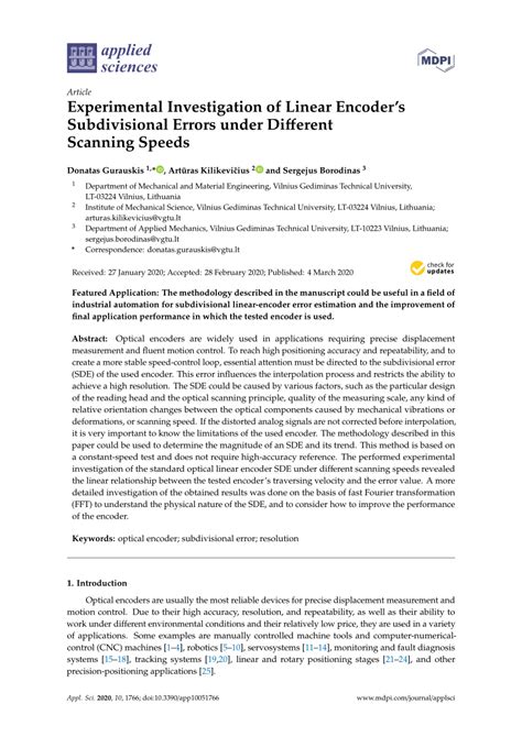 Pdf Experimental Investigation Of Linear Encoders Subdivisional