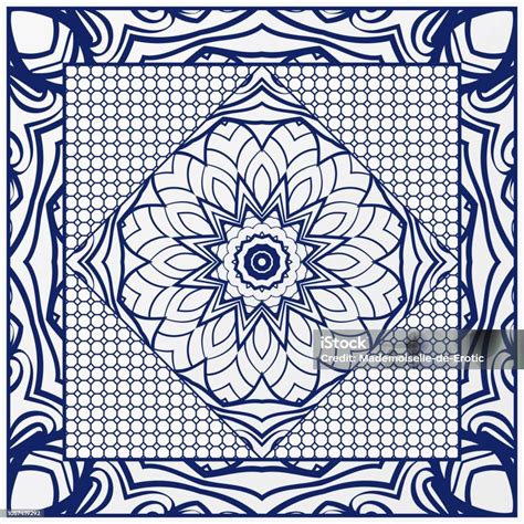 꽃 장식 테두리 프레임 아르데코 배경입니다 손수건 숄 스카프 식탁보 디자인 공단에 대한 스톡 벡터 아트 및 기타 이미지 공단