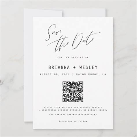 Modern Minimalist QR Code Photo Save The Date Zazzle