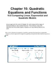 Comparing Linear Exponential And Quadratic Models Chapter Quadratic Equations And