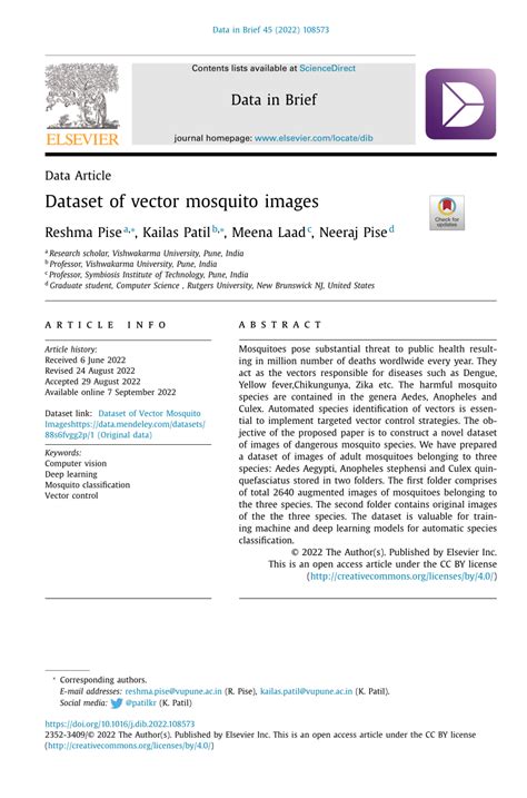 Pdf Dataset Of Vector Mosquito Images