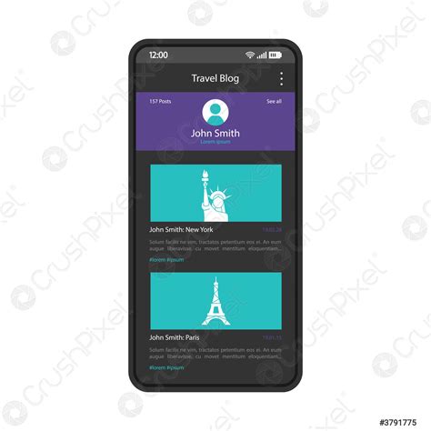 Travel Blog Smartphone Interface Vector Template Stock Vector 3791775 Crushpixel