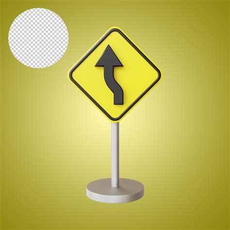 Premium Psd Left S Curve Road Sign Traffic 3d Rendering