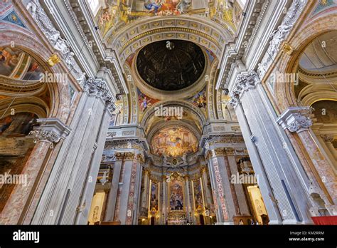 Rome Italy June 16 2015 Frescoes Of Andrea Pozzo On Sant Ignazio