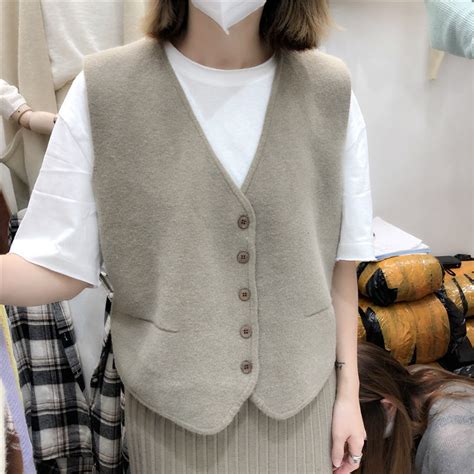 Badu Bg Дамски плетени жилетки в корейски стил нежни универсални пролетни прости свободно
