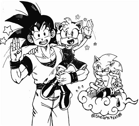 Sheila96716588 Amy Rose Flying Nimbus Son Goku Sonic The Hedgehog