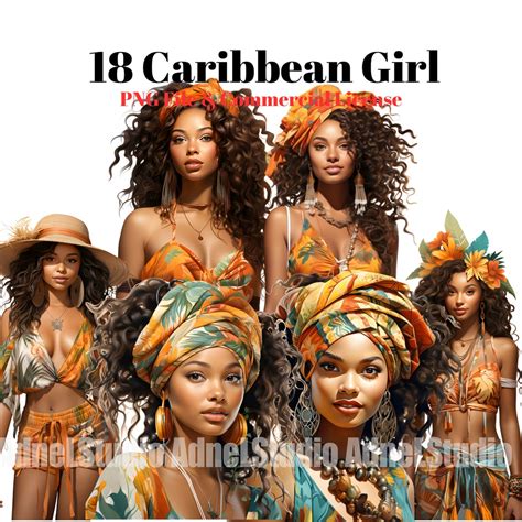 Caribbean Girl Clipart Caribbean Fashion Girl Clipart Etsy