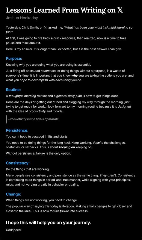 Joshua Hockaday On Linkedin Lessons Learned From Writing On 𝕏