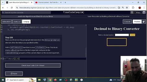 Learn Recursion By Building A Decimal To Binary Converter Step 106 Youtube