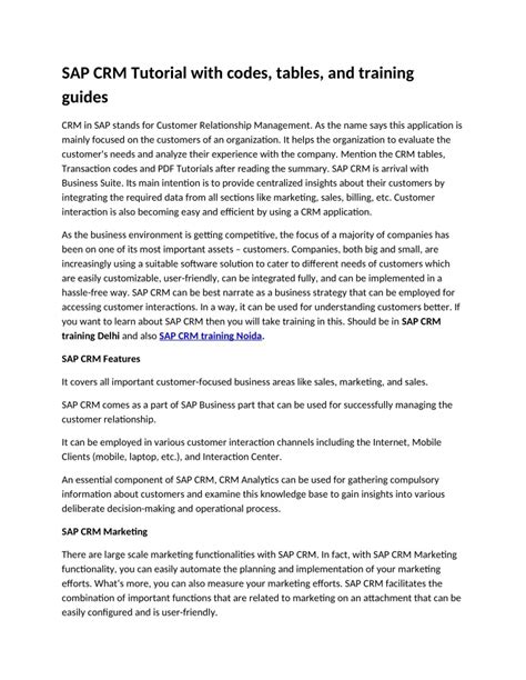 ppt sap crm training in noida powerpoint presentation free download