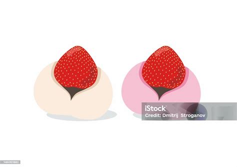 딸기 떡 이치고 다이후쿠 와가시 전통적인 일본 디저트 아시아의 달콤한 음식 플랫 벡터 그림입니다 0명에 대한 스톡 벡터 아트 및 기타 이미지 Istock