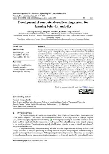 Development Of Computer Based Learning System For Learning Behavior