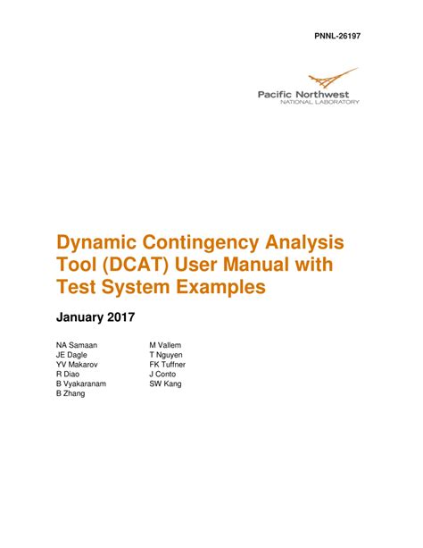 Pdf Dynamic Contingency Analysis Tool Dcat User Manual With Test
