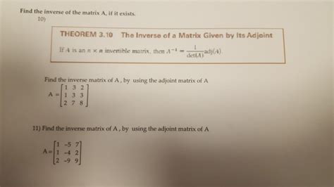 solved find the inverse of the matrix a if it exists 10