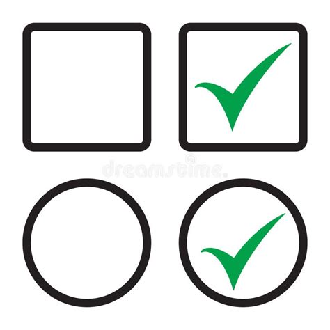 Tick Icon Vector Symbol Checkmark Isolated Checkbox Set With Blank And