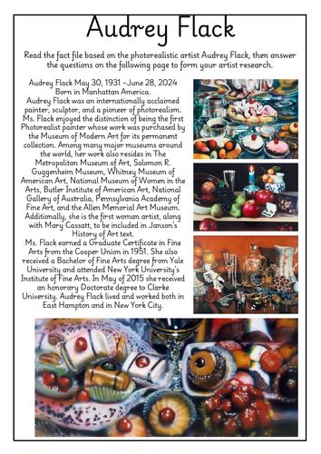 Audrey Flack Research Task Teaching Resources