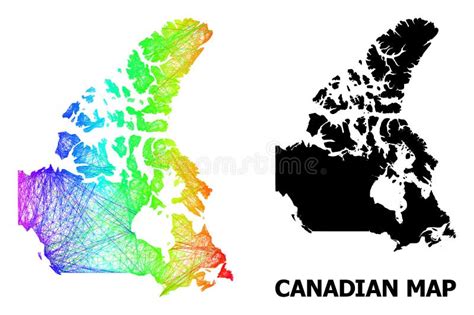 Hatched Map Of Canada With Spectrum Gradient Stock Vector Illustration Of Geometric