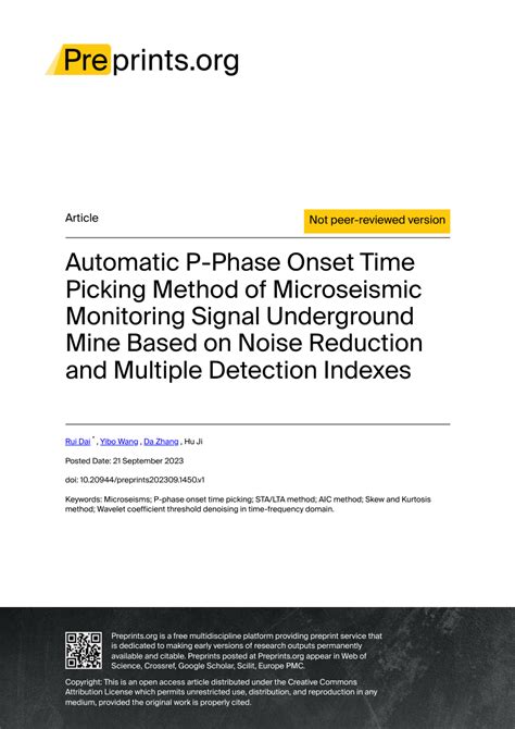 Pdf Automatic P Phase Onset Time Picking Method Of Microseismic