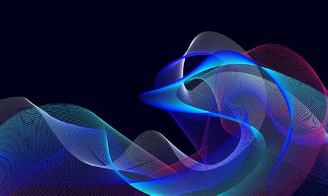 Dark Abstract Background With Glowing Wave Shiny Moving Lines Design