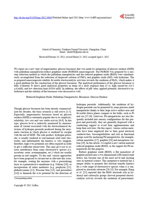 Amperometric Glucose Biosensor Based On Integration Of Glucose Oxidase