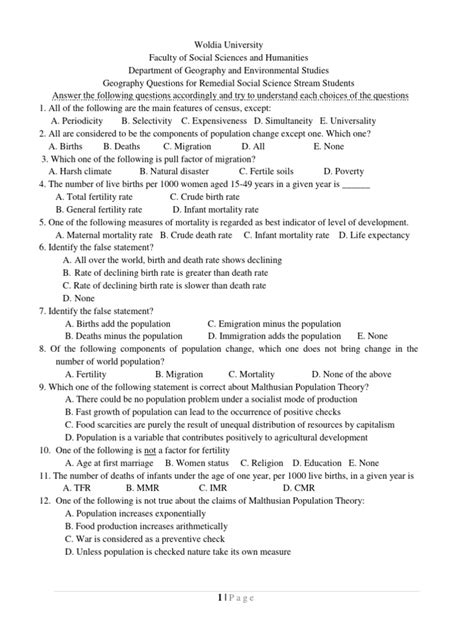 Remedial Geography Questions On Chap 4 5 Pdf Ethiopia Africa