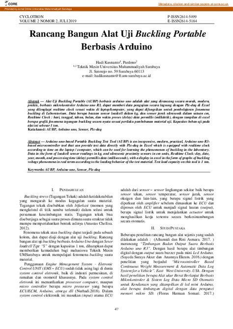 Pdf Rancang Bangun Alat Uji Buckling Portable Berbasis Arduino